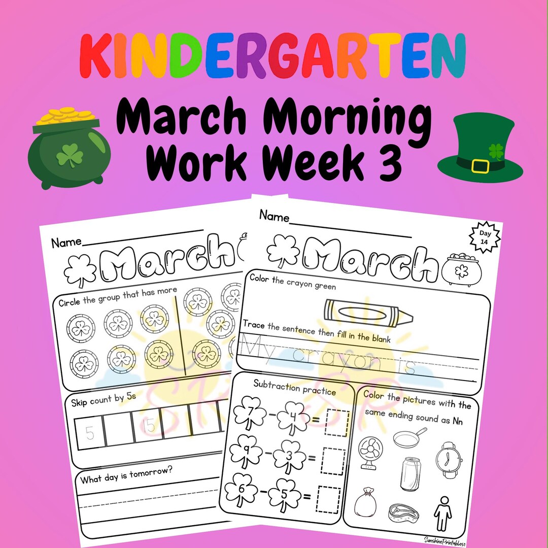 Kindergarten Morning Work – March Week 3 – St. Patrick’s Day Fun ...
