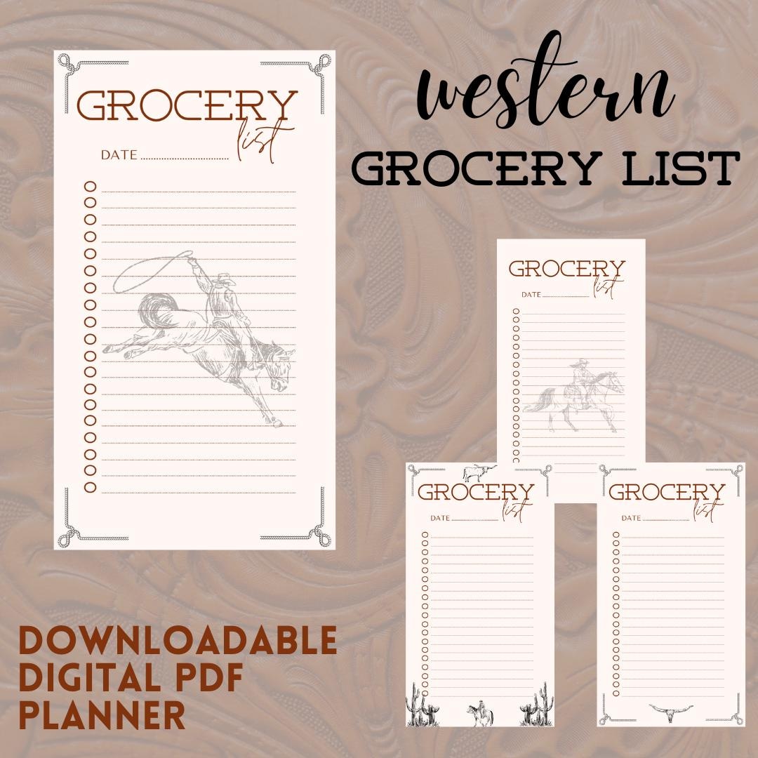 Western Grocery List | Printable & Digital Download | Rustic Meal ...