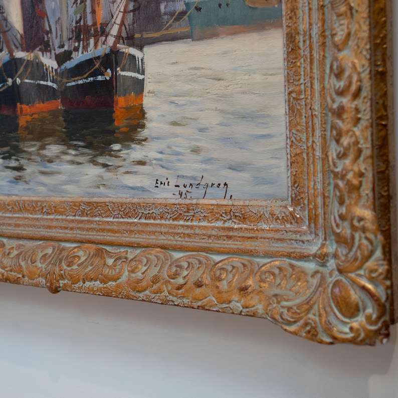 Vintage Large Original Oil Painting by Eric Lundgren Dated 1945 - Etsy ...