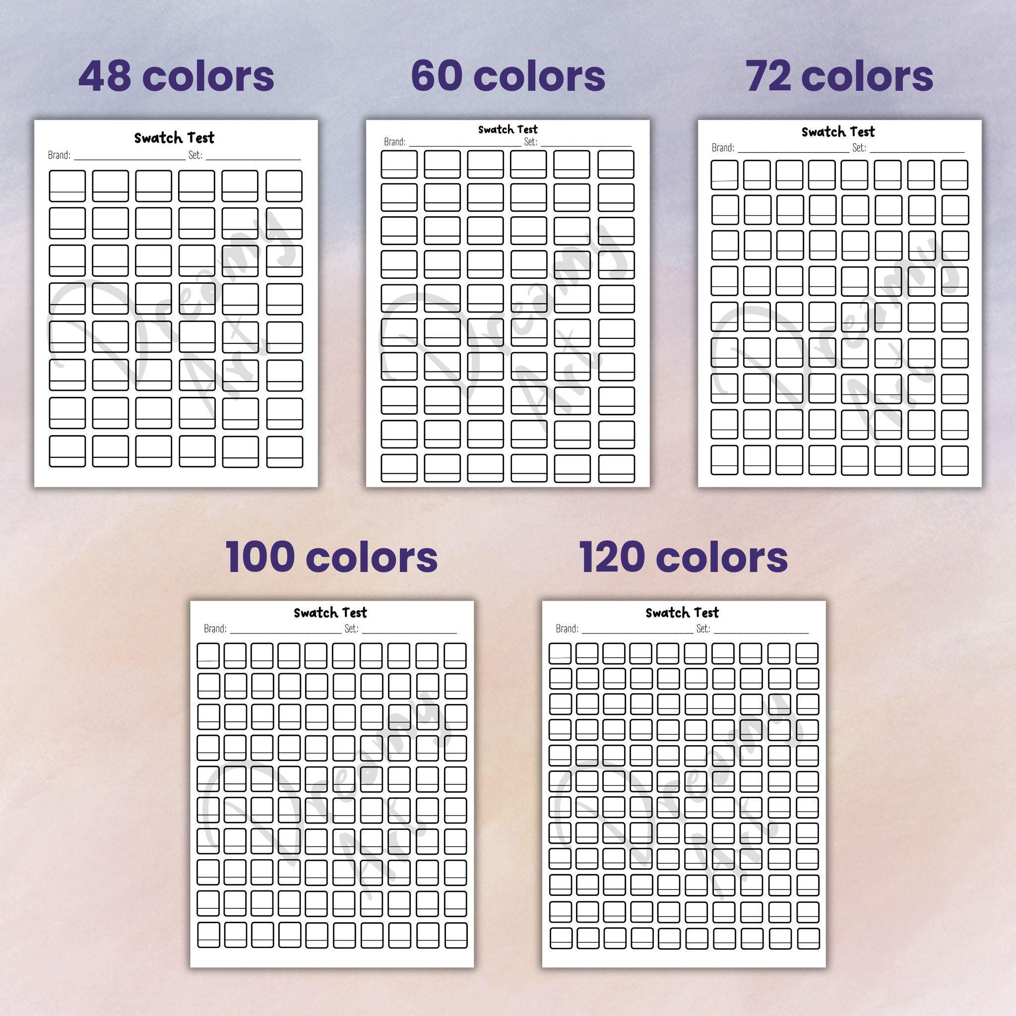 Printable Alcohol Marker Swatch Chart, Color Test (digital Download) - Etsy