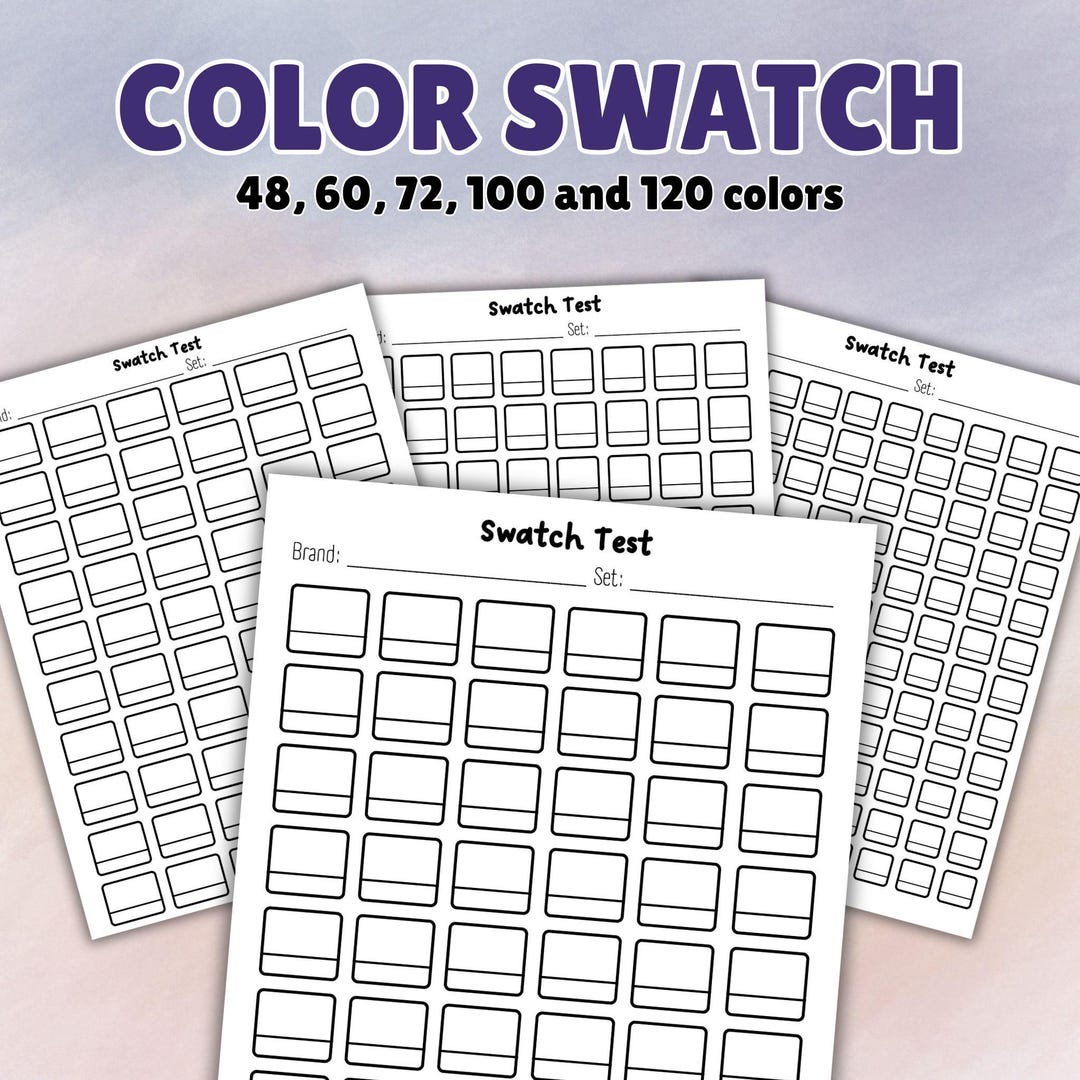 Alcohol Marker Swatch Chart, Printable Color Chart, Copic Marker Swatch ...