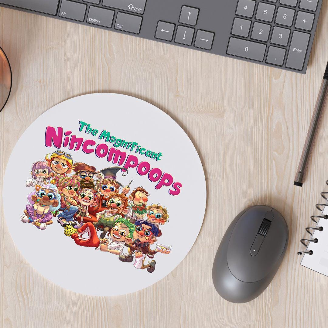 The Magnificent Nincompoop Round Mousepad | Funny Desk Mat for Office ...