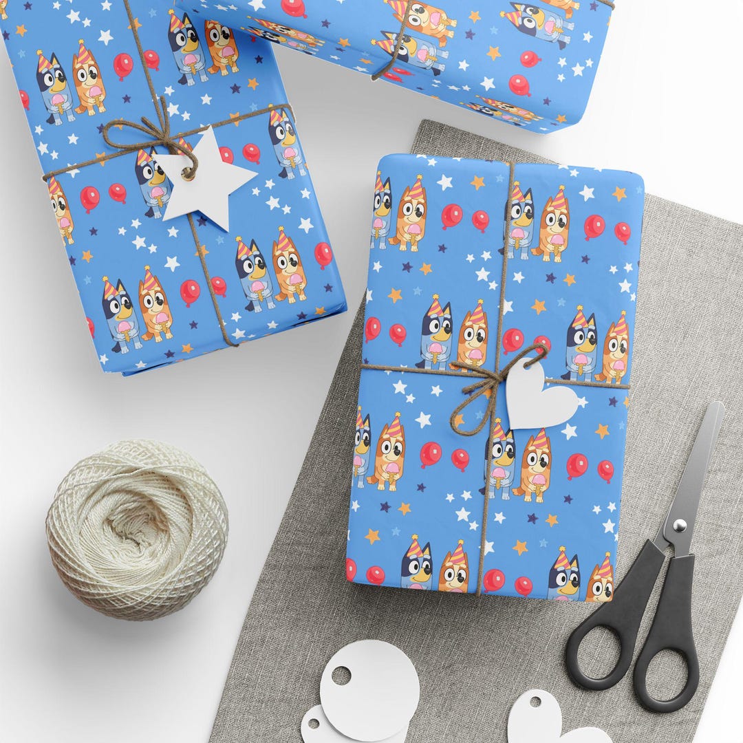 Bluey and Bingo Wrapping Paper for Kids Birthdays, Parties ...