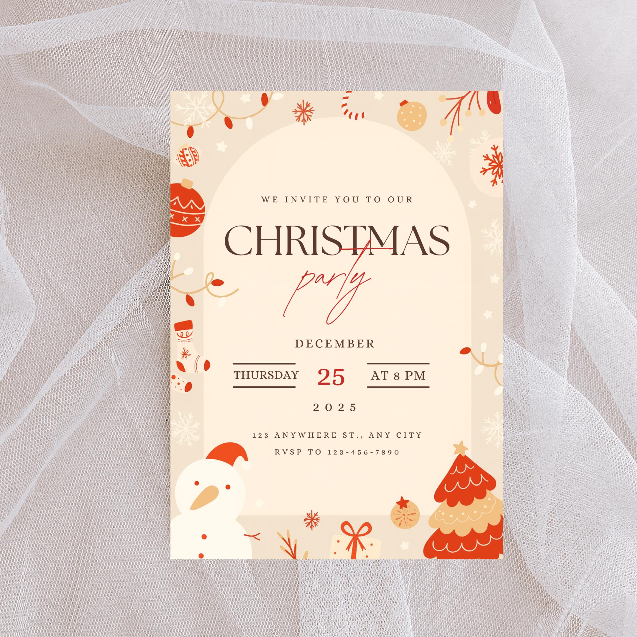 Minimalist Christmas Party Invitation: Neutral Holiday Theme (digital ...