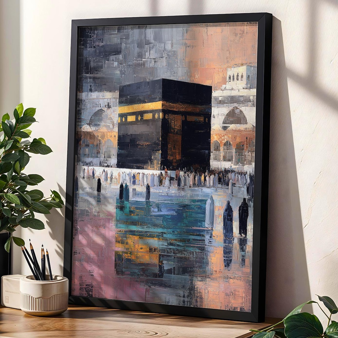 Kaaba Islamic Wall Art Modern Abstract Painting of Sacred Mosque ...