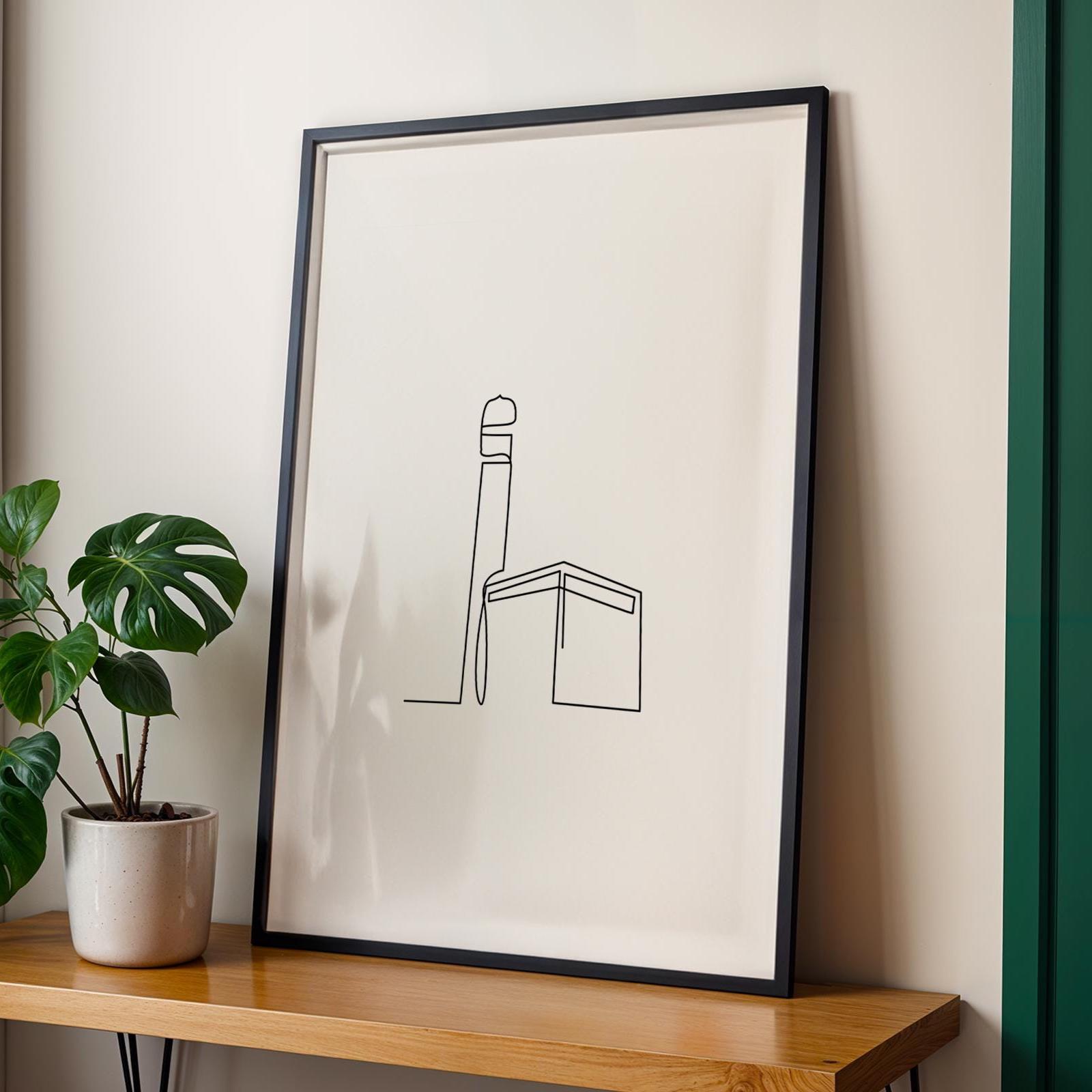 Kaaba Line Art Print | Minimalist Islamic Home Decor (digital Download ...