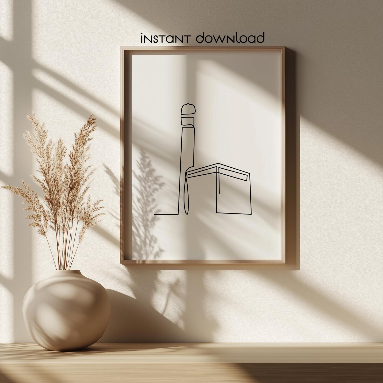 Kaaba Line Art Print | Minimalist Islamic Home Decor (digital Download ...