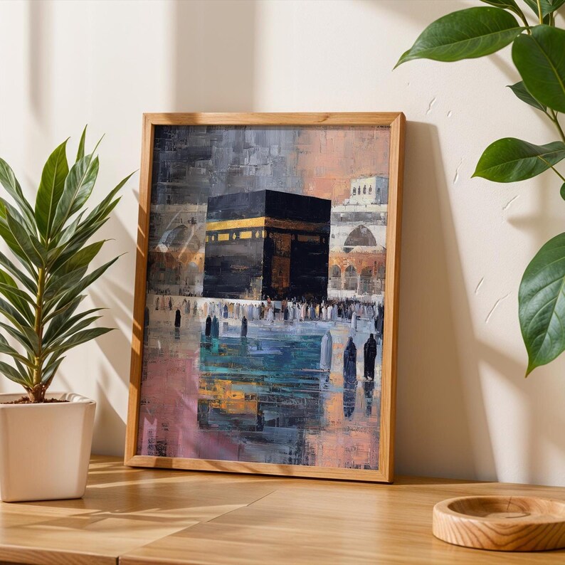 Kaaba Islamic Wall Art Modern Abstract Painting of Sacred Mosque ...