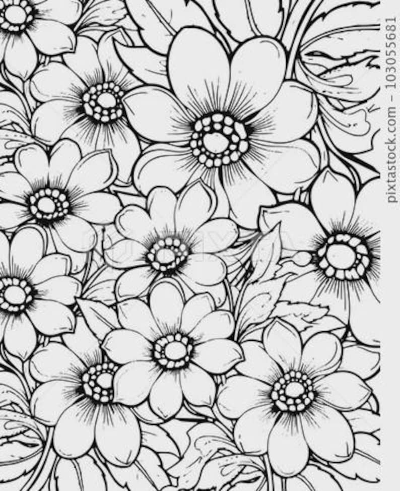 Floral Coloring Pages - Etsy