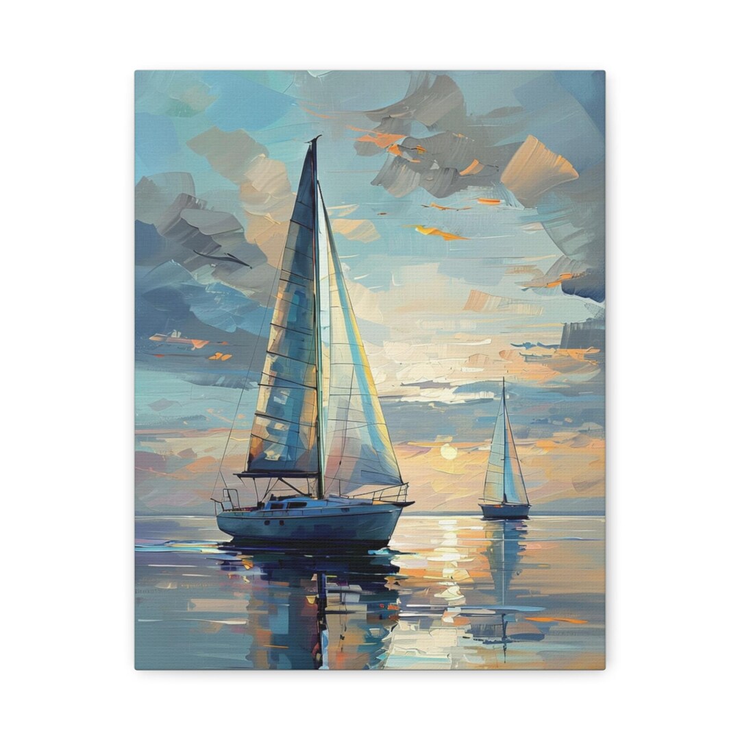 Sailboat Canvas Art, Nautical Decor, Ocean Wall Art, Seascape Print ...