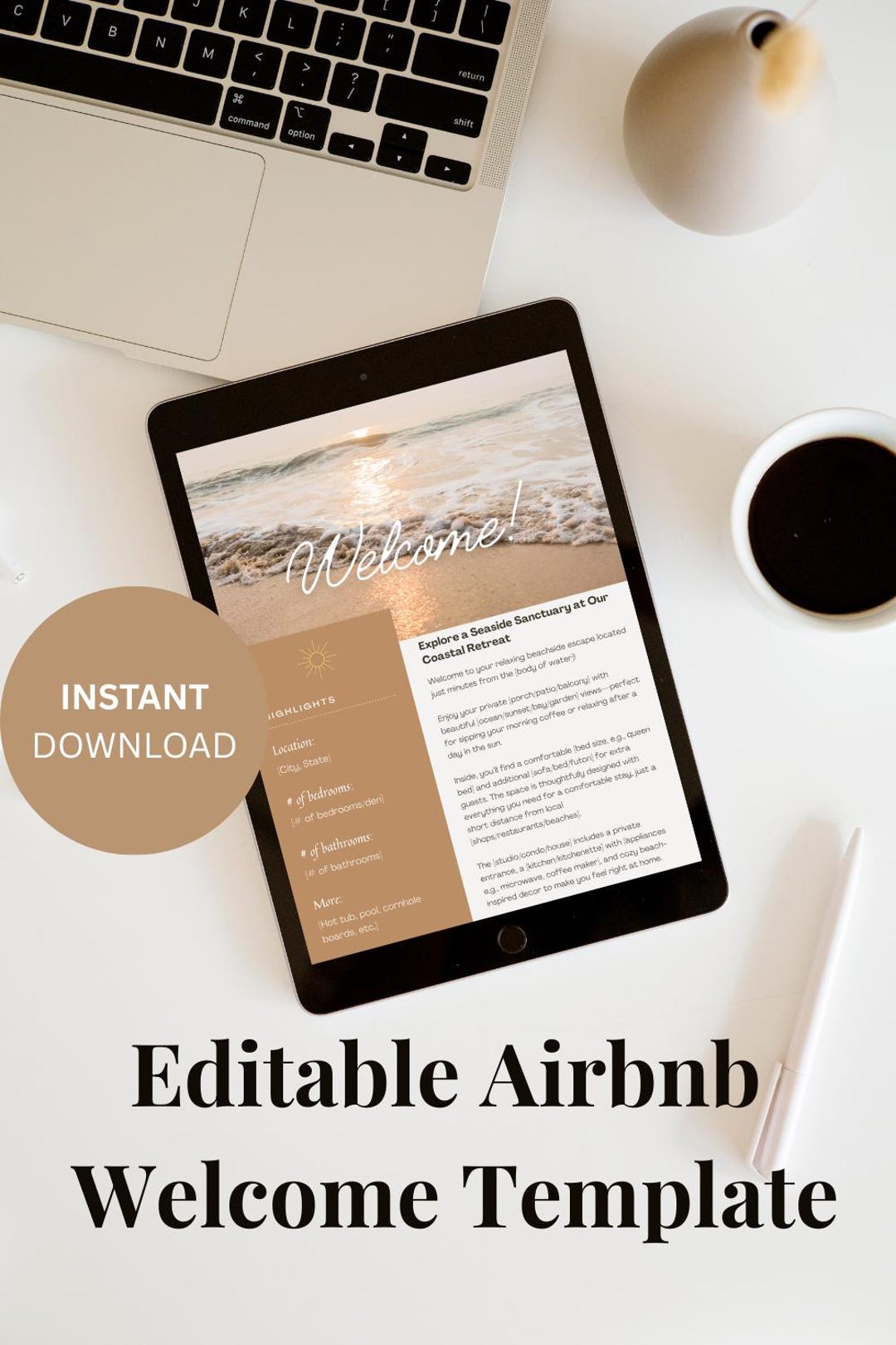 Editable Airbnb Welcome Book Template | Vacation Rental Guest Guide ...