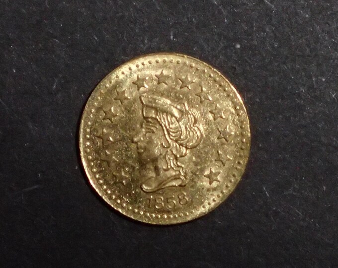 Genuine 1858 California Gold Dated 1/2 Fractional Gold Coin 12.5mm ...