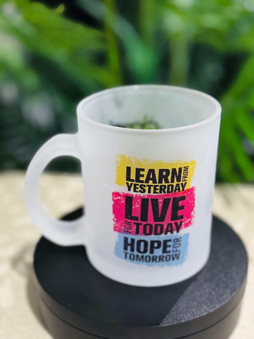 Personalized Frosted Glass Mug: Daily Reminder Designs - Etsy