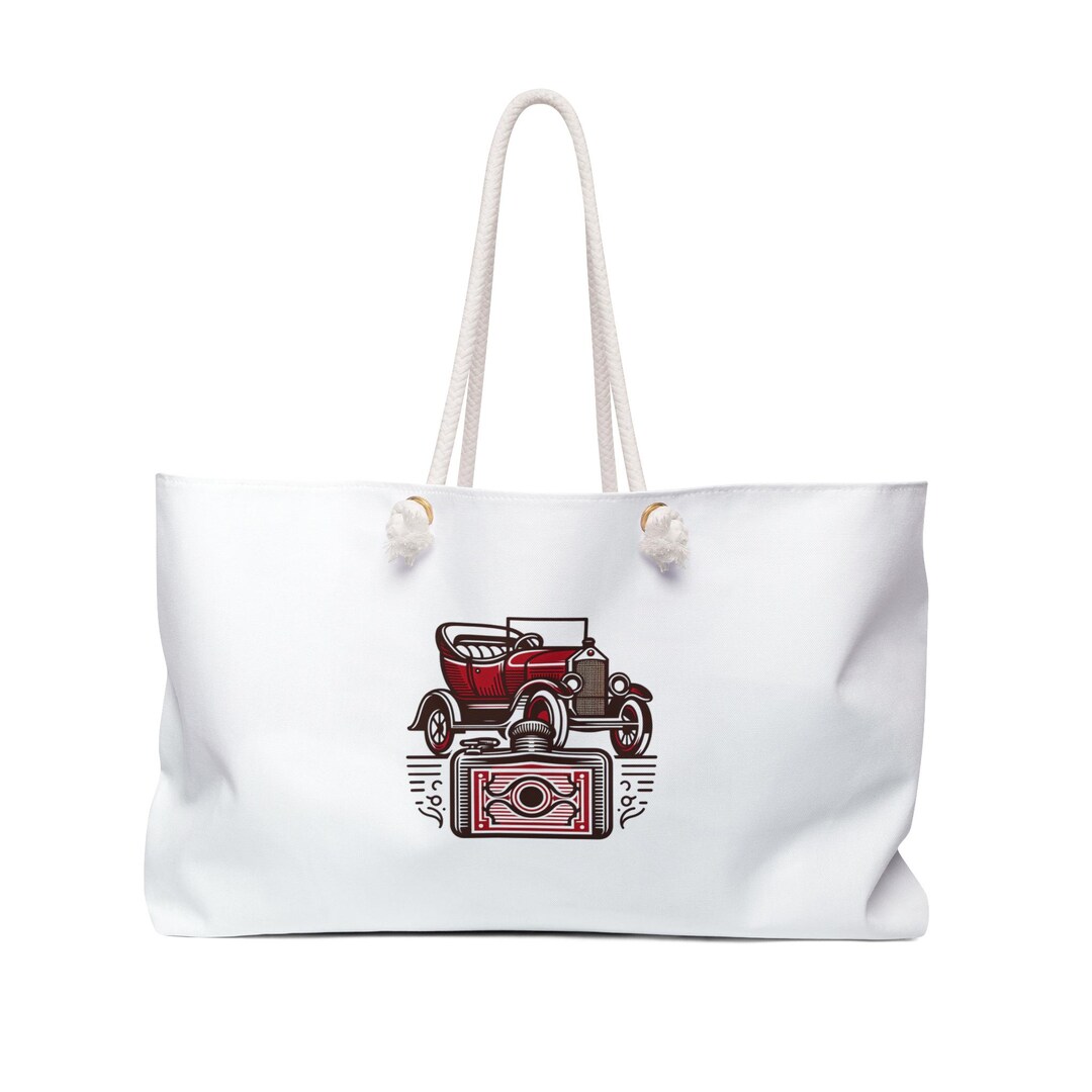 Vintage Weekender Bag, Retro Travel Tote With Classic Print, Large ...