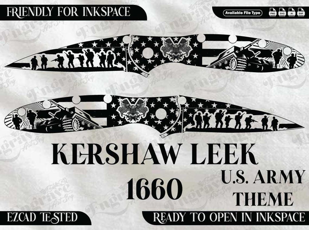 Kershaw Leek 1660 U.S. Army Theme Design,lasercut,laserengraving ...