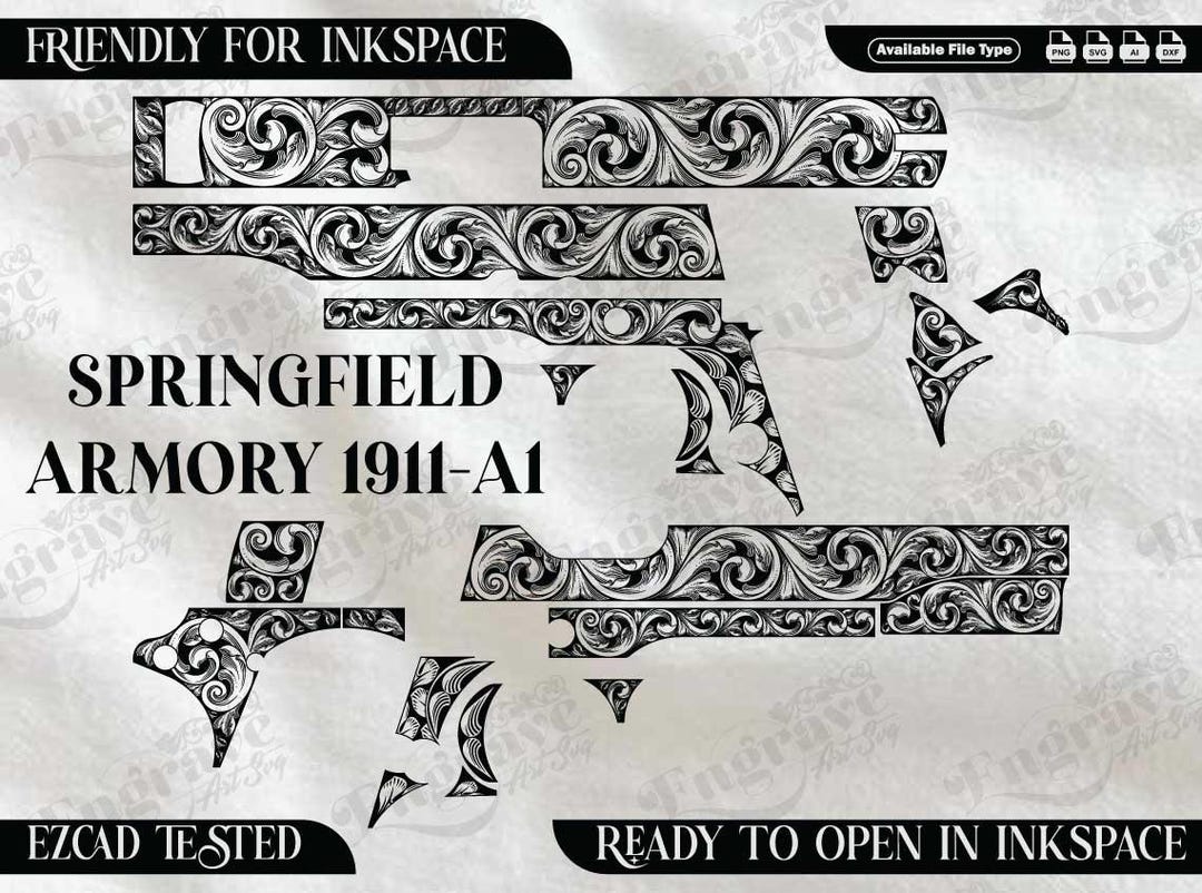 Springfield Armory 1911-A1 Scroll Design,lasercut,laserengraving ...