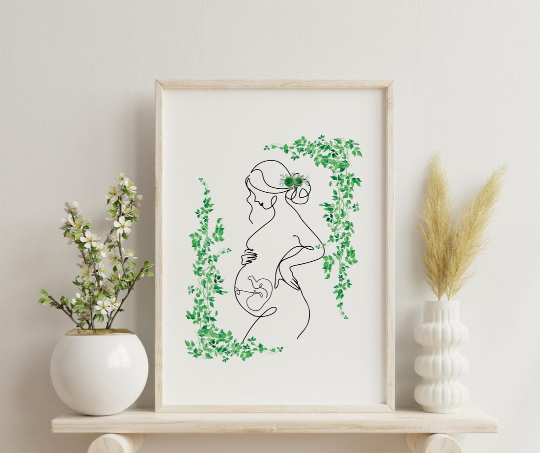 Minimalist Pregnancy Line Art Print: Elegant Maternity Wall Decor (PNG ...