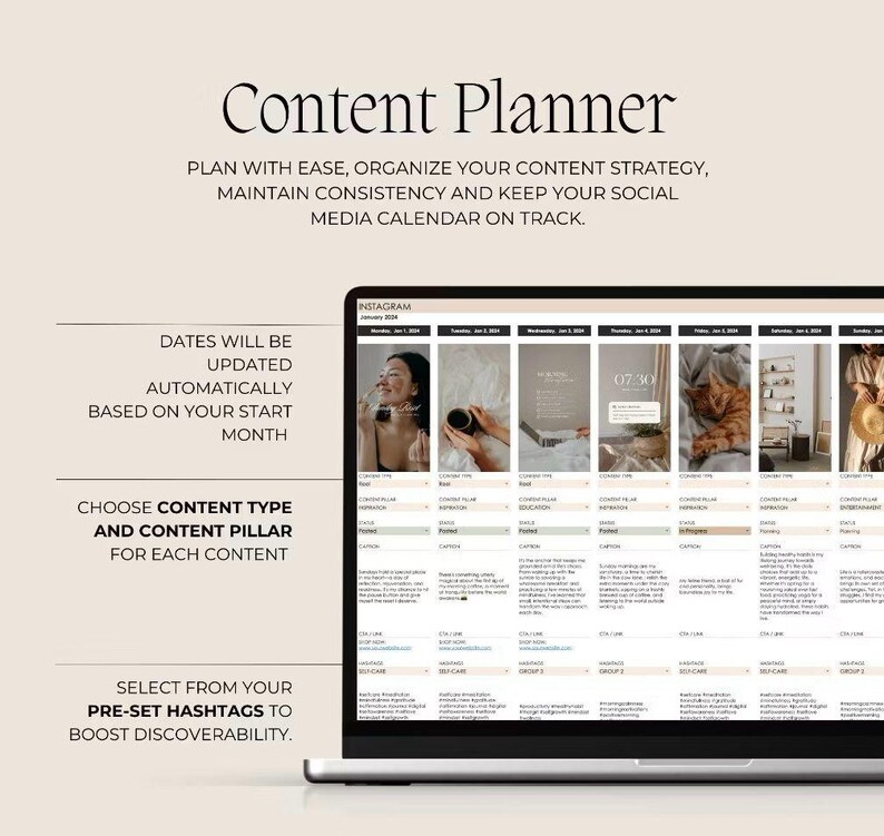 Social Media Content Planner Template for Instagram Youtube Tiktok ...