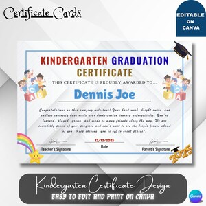 Kindergarten Graduation Certificate Editable | 2025 Graduation ...