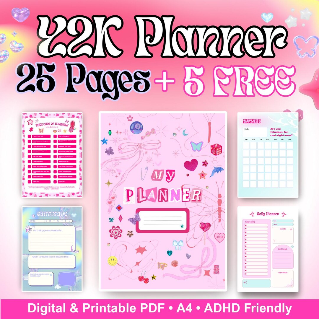 Y2K Digital Planner | 2025 2026 Calendar | PDF | Aesthetic Printable ...