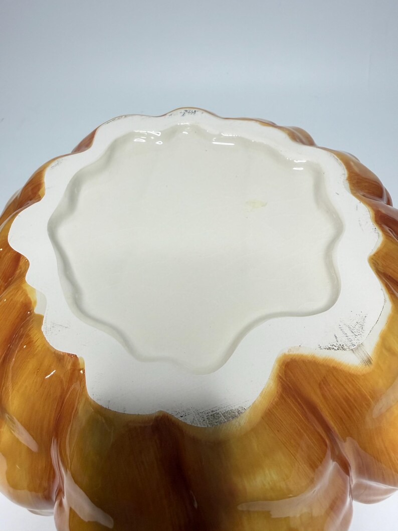 Pumpkin Patch Tureen W/ Ladle & Lid Made in USA Ceramic 9.5x9.5” Fall ...