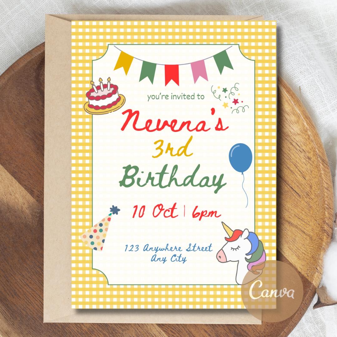 Colourful Birthday Invitation Template: Fun, Festive Design (digital ...
