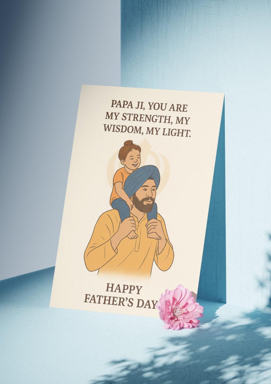 Sikh Father and Child Art | Papa Ji Strength Wisdom Light | Turban Dad ...