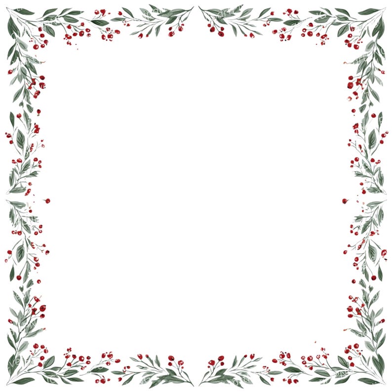 12 Watercolor Christmas Frame Clipart: Holiday Borders, Pine & Snow ...