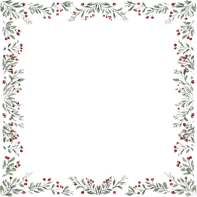 12 Watercolor Christmas Frame Clipart: Holiday Borders, Pine & Snow ...
