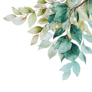 Watercolor Foliage Clipart: Green Leaves & Botanical Branches (digital ...
