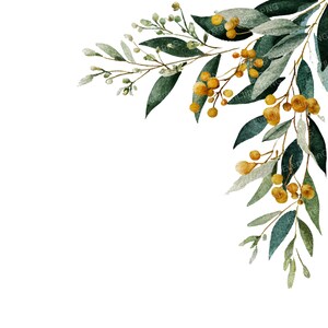 Watercolor Leaf Corner Clipart: Botanical Greenery PNG (digital ...