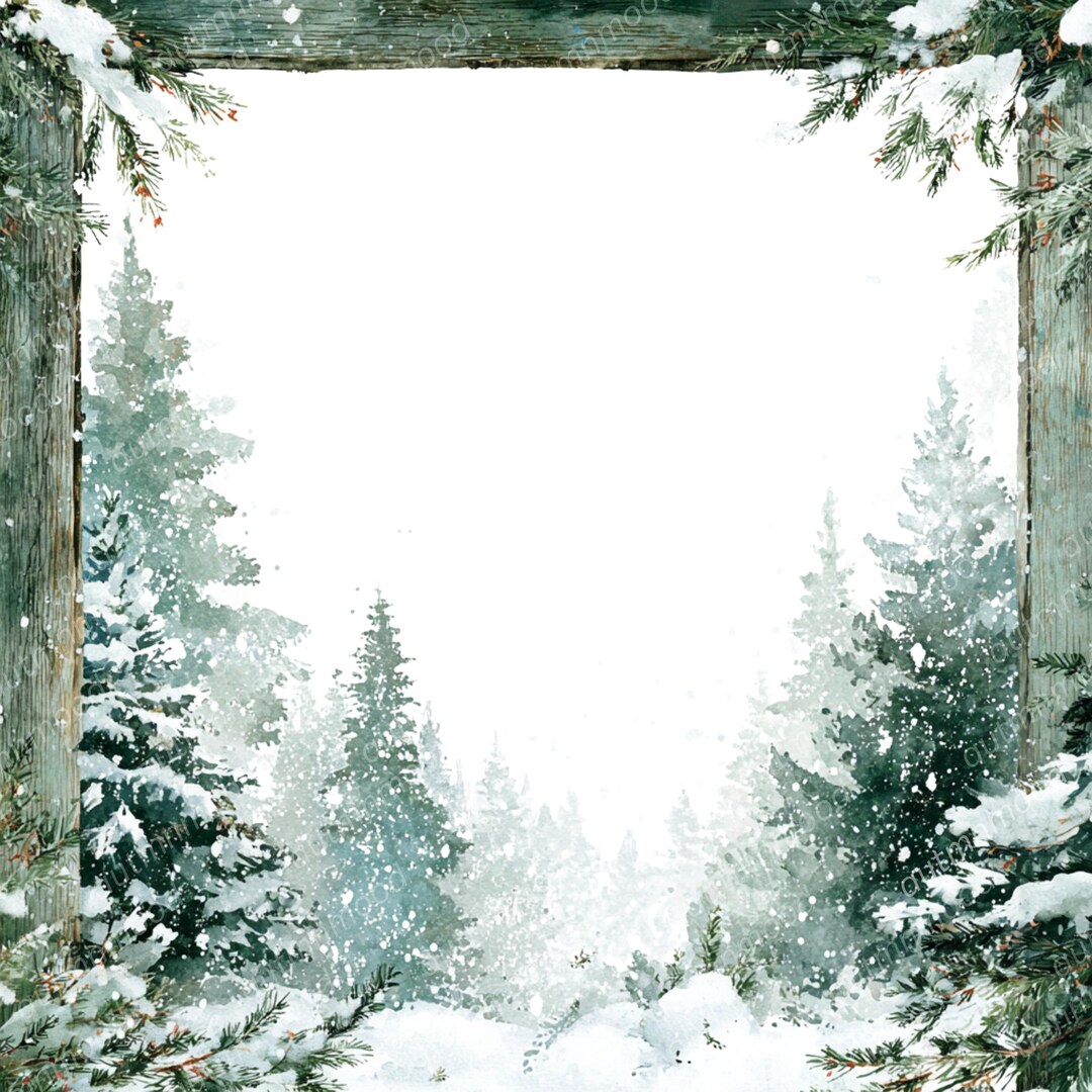 Watercolor Green Forest Frames | Woodland Clipart (PNG Digital Download ...