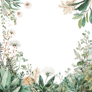 12 PNG Green Botanic Frame Clipart – Watercolor Botanical Borders ...