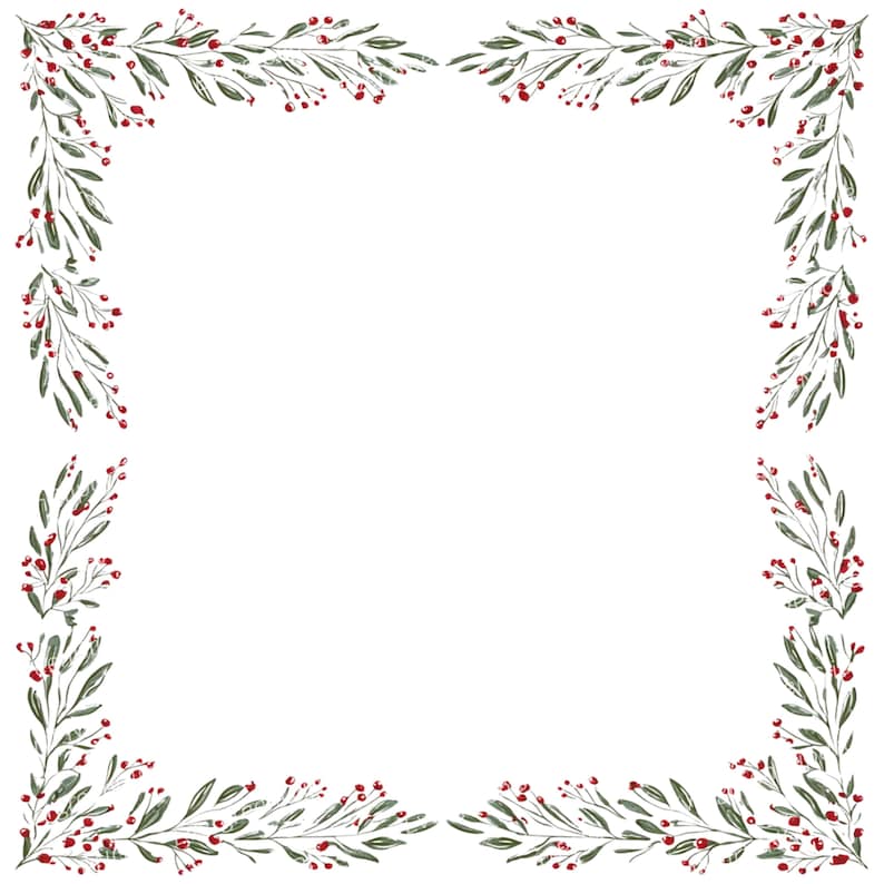 12 Watercolor Christmas Frame Clipart: Holiday Borders, Pine & Snow ...