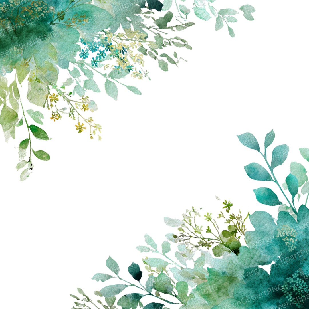 12 PNG Watercolor Green Leaf Clipart, Delicate Botanical Branches, Soft ...