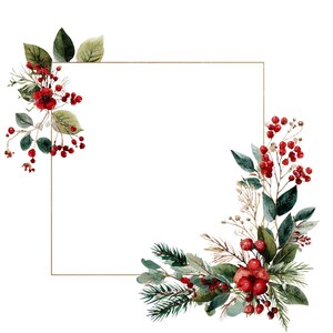 12 Watercolor Christmas Frame Clipart: Festive Holiday Wreaths (digital ...