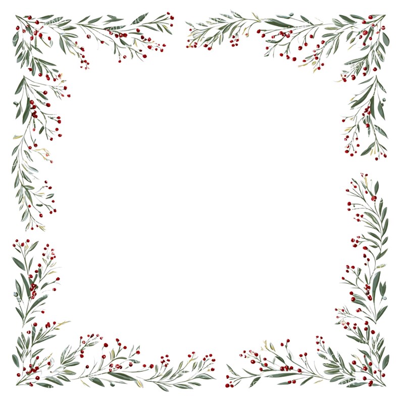 12 Watercolor Christmas Frame Clipart: Holiday Borders, Pine & Snow ...