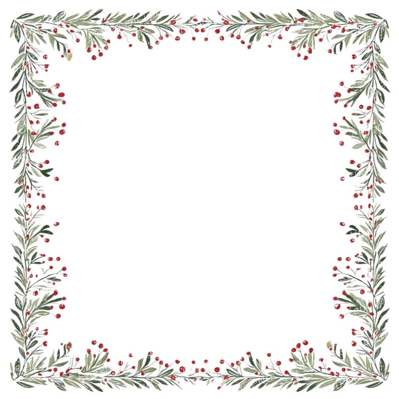 12 PNG Christmas Frame Clipart, Watercolor Holiday Borders, Xmas Frames ...