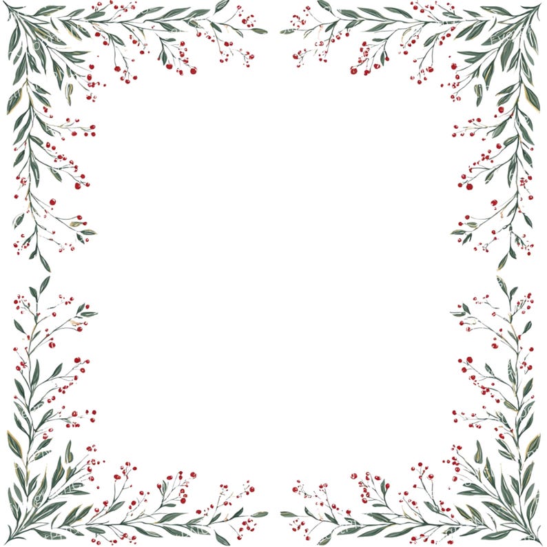 12 Watercolor Christmas Frame Clipart: Holiday Borders, Pine & Snow ...