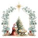12 Santa Praying to Jesus Christmas Frame Clipart: Watercolor Holiday ...