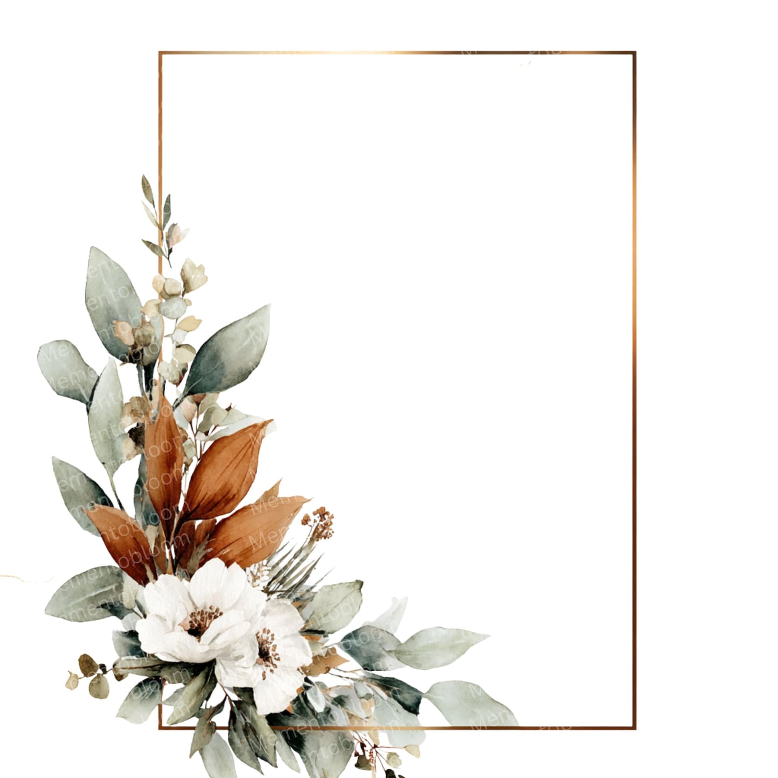 12 Watercolor Floral Gold Frame Clipart: Elegant Invitation Borders ...