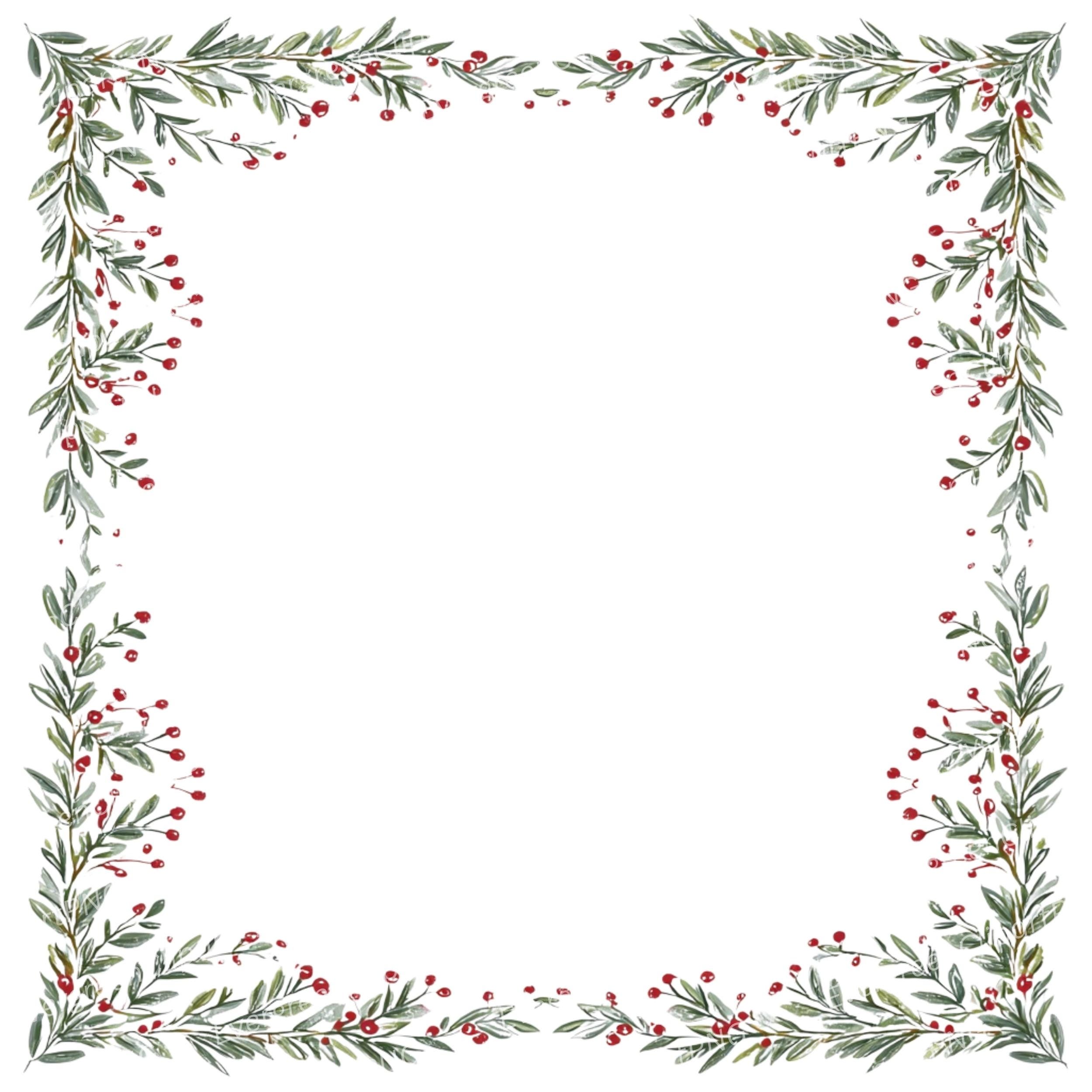 12 PNG Christmas Frame Clipart, Watercolor Holiday Borders, Xmas Frames ...