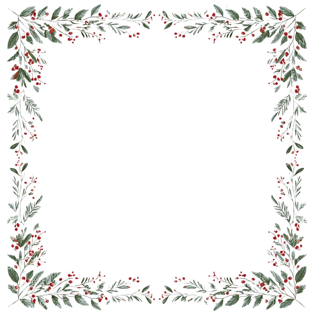 12 Watercolor Christmas Frame Clipart: Holiday Borders, Pine & Snow ...