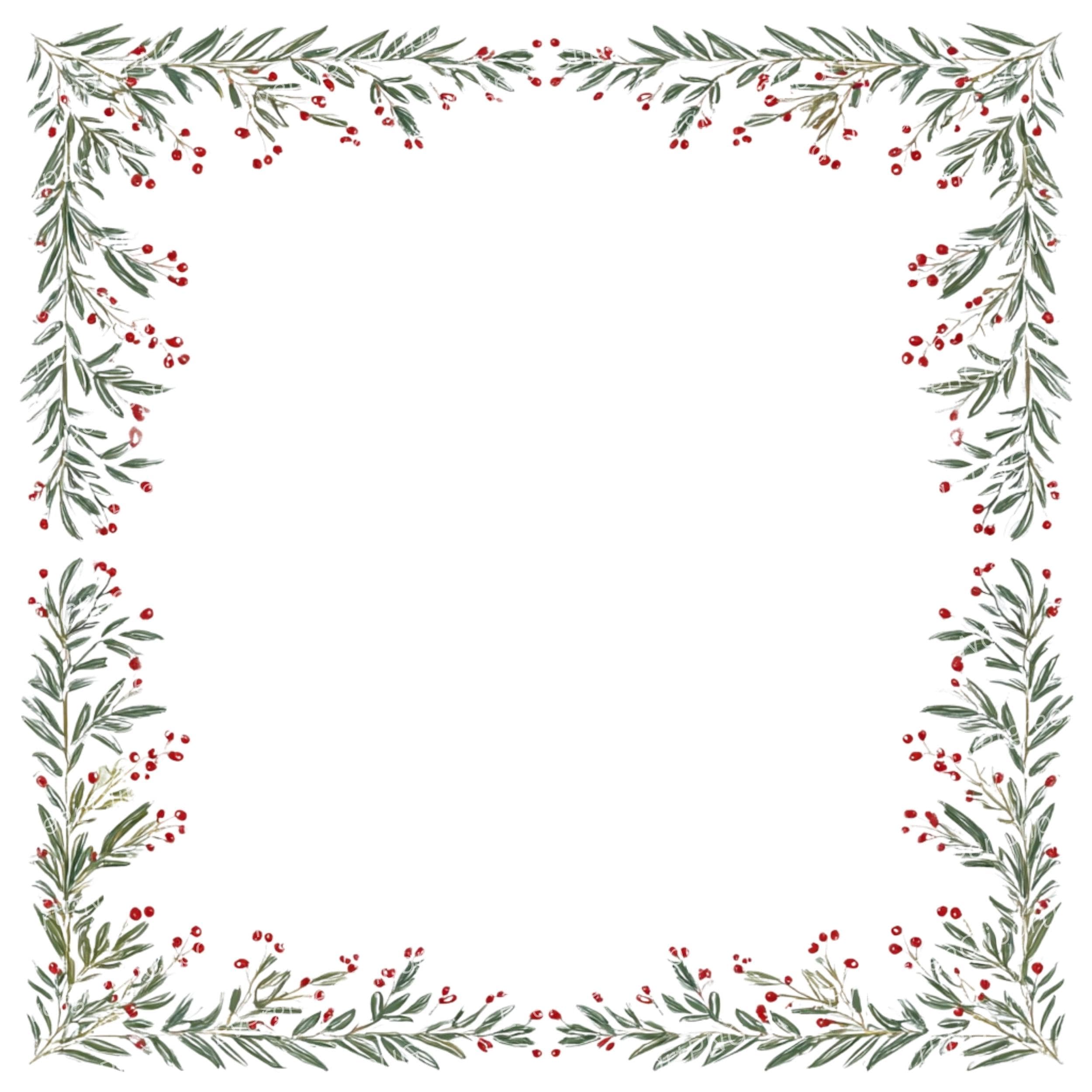 12 PNG Christmas Frame Clipart, Watercolor Holiday Borders, Xmas Frames ...