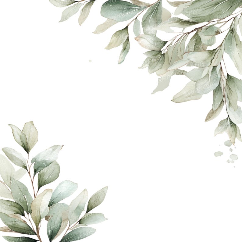 Watercolor Greenery Clipart: Botanical Leaves & Branches (digital ...