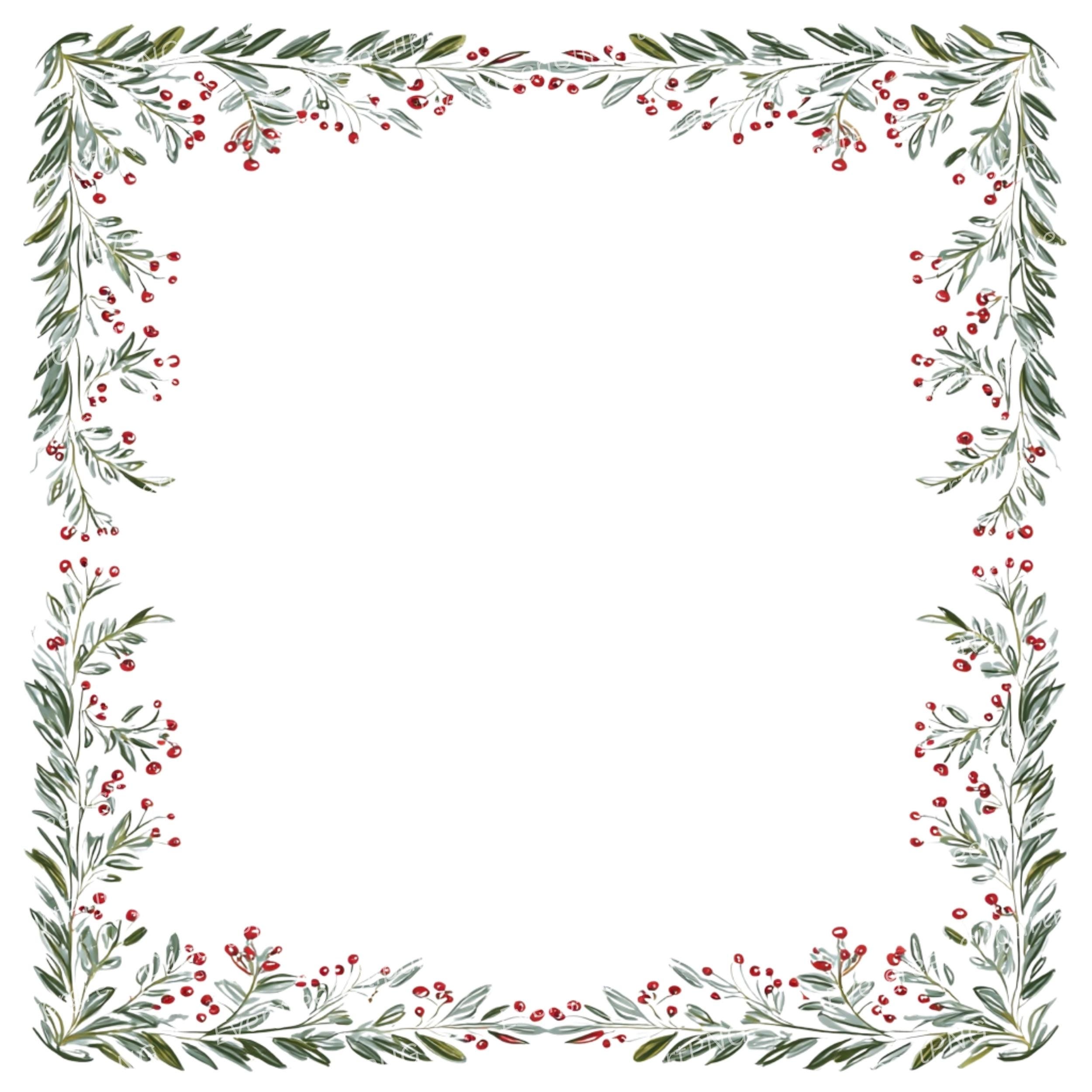 12 PNG Christmas Frame Clipart, Watercolor Holiday Borders, Xmas Frames ...