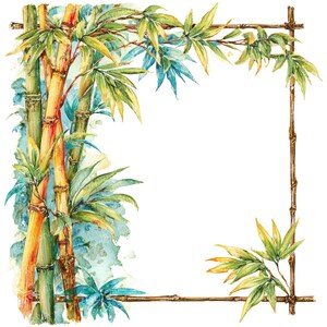 Watercolor Bamboo Frame Clipart, Tropical Greenery Borders (digital ...
