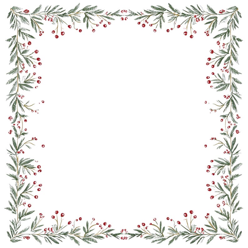 12 PNG Christmas Frame Clipart, Watercolor Holiday Borders, Xmas Frames ...