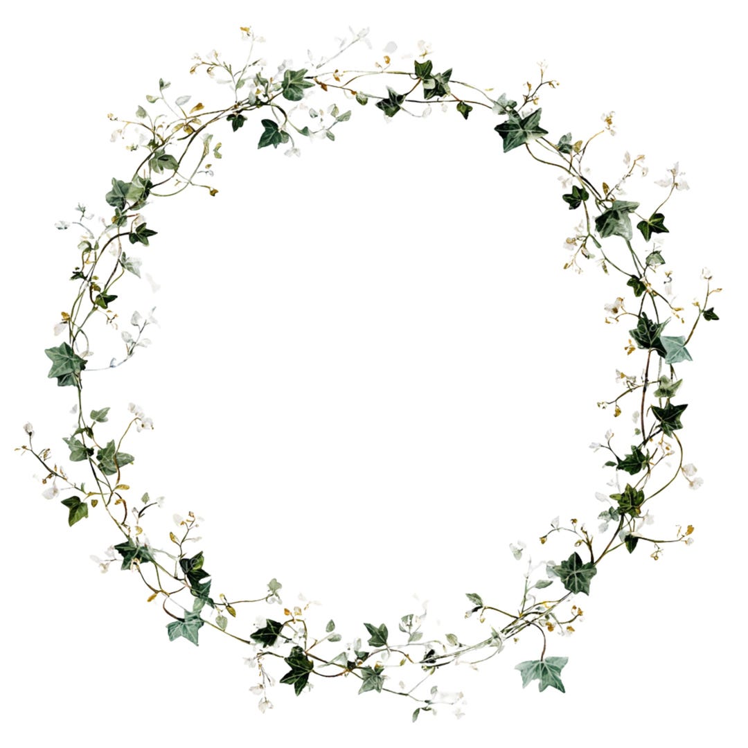 Watercolor Ivy Wreath Clipart: Botanical Circle Frames (digital ...
