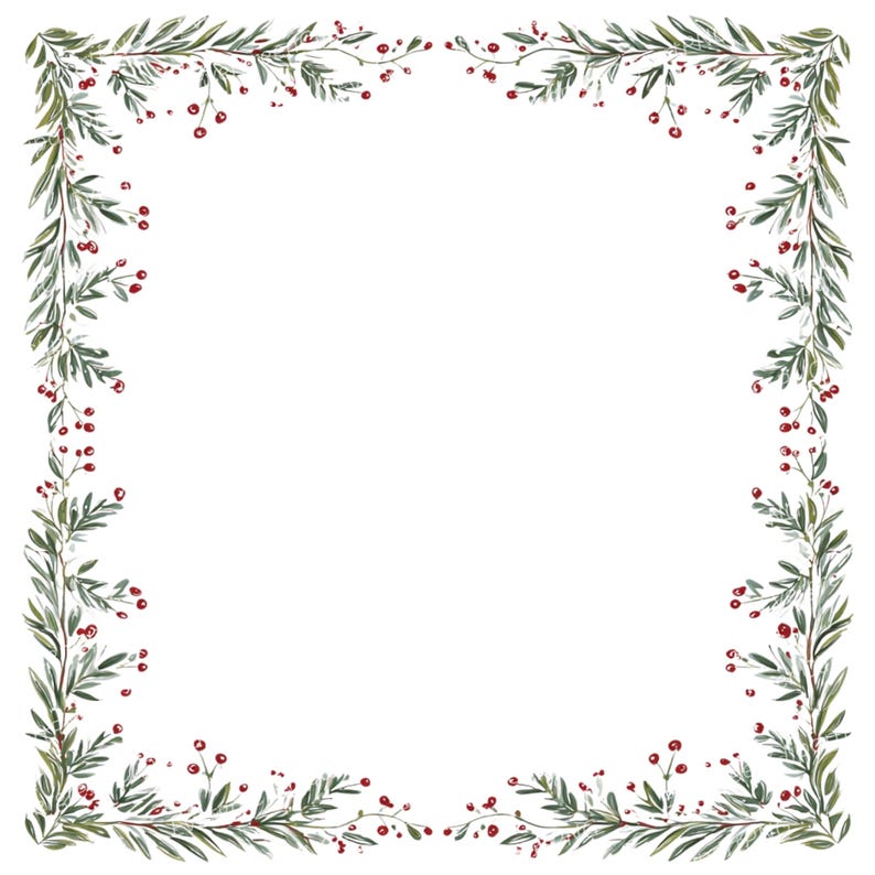 12 PNG Christmas Frame Clipart, Watercolor Holiday Borders, Xmas Frames ...